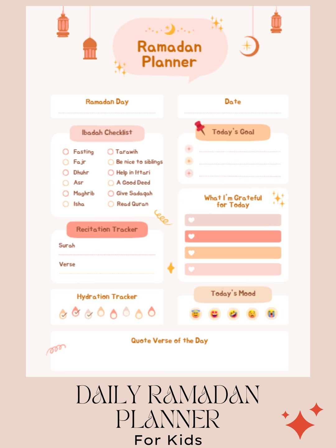 Daily Ramadan Tracker for Kids | Teach Fasting & Good Deeds | Kids ...