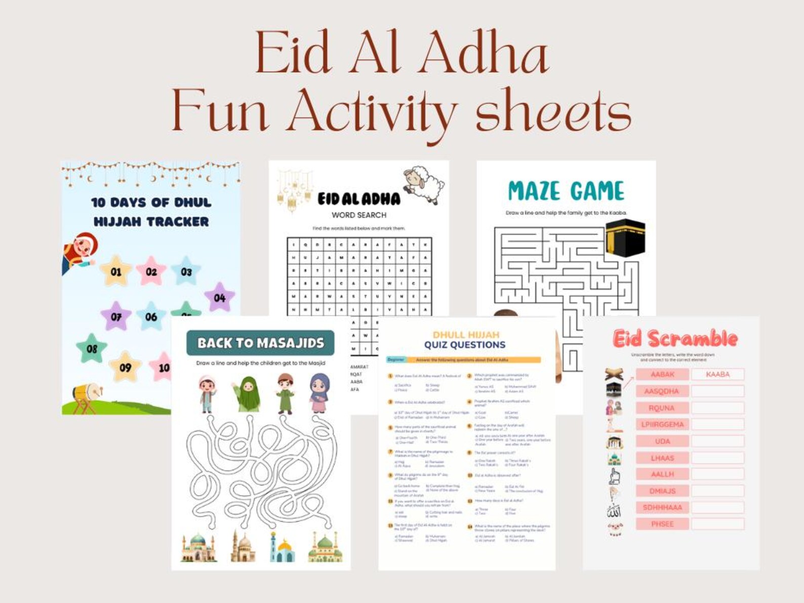 Eid Ul Adha Activity, Eid Activity Printable, Hajj Kids Activity, Eid ...