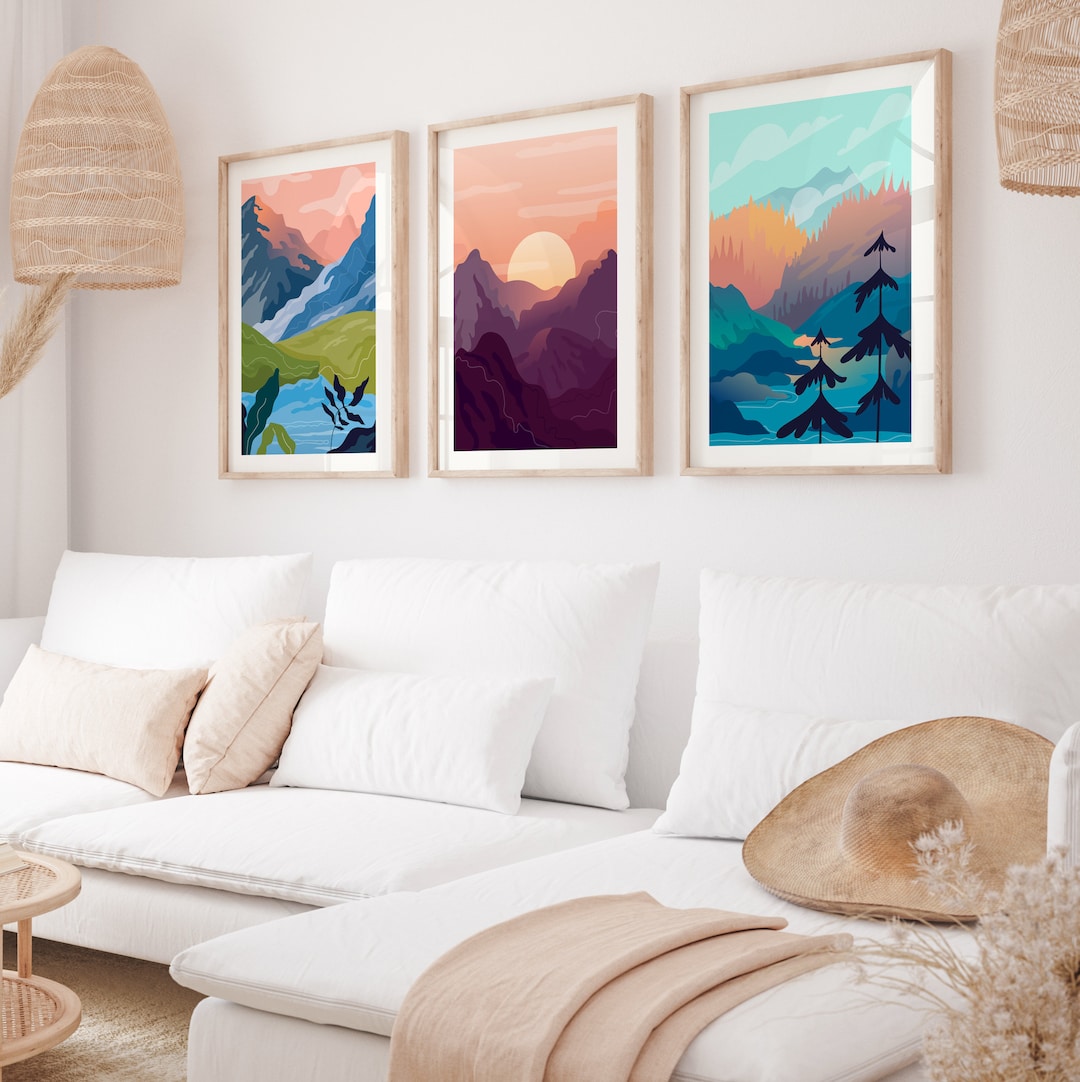 Landscape Poster, Abstract Poster, Digital Print, Wall Art Prints, Set ...