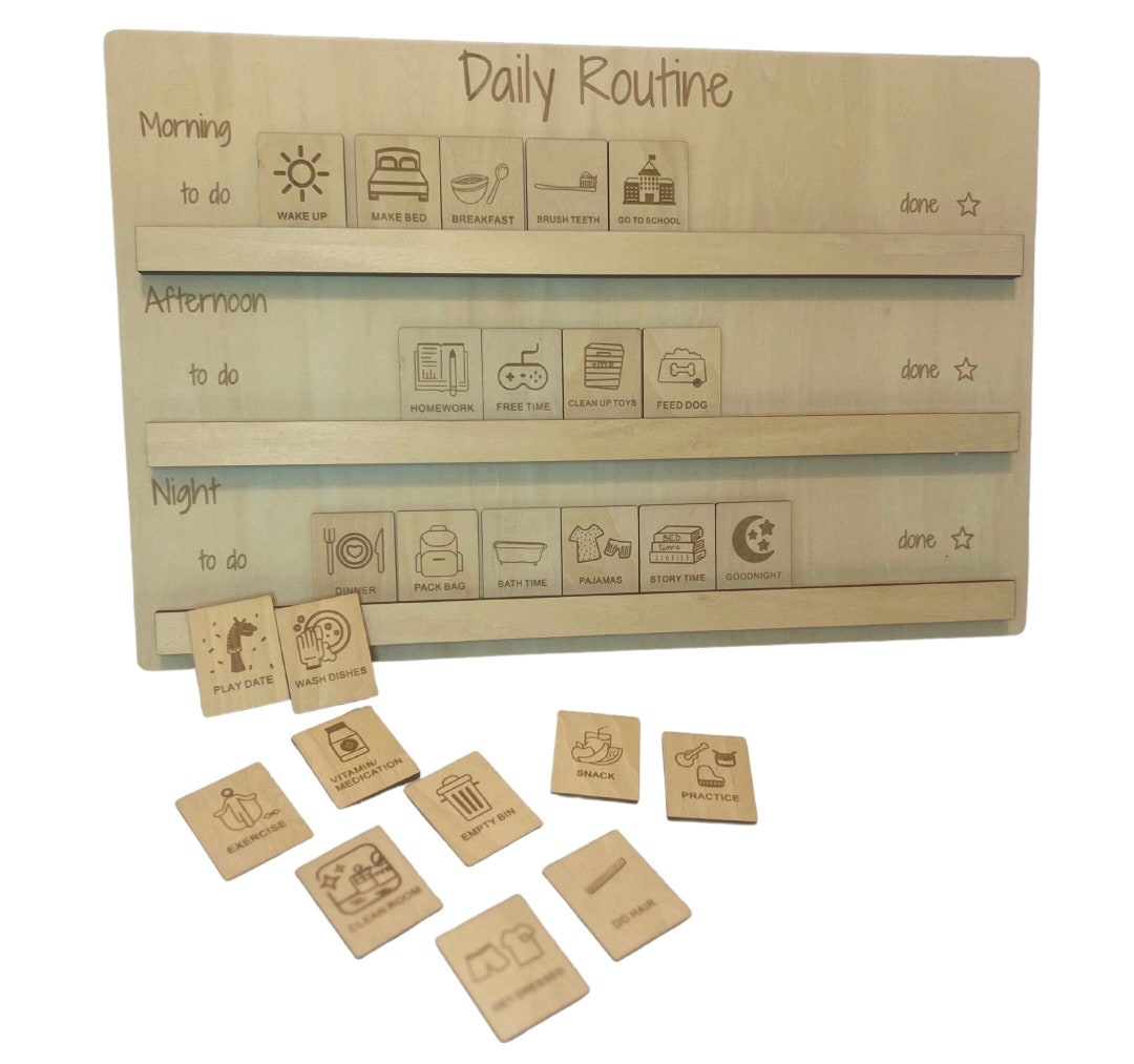 Daily Visual Schedule for Kids. Morning Bedtime Routine Chore Chart for ...