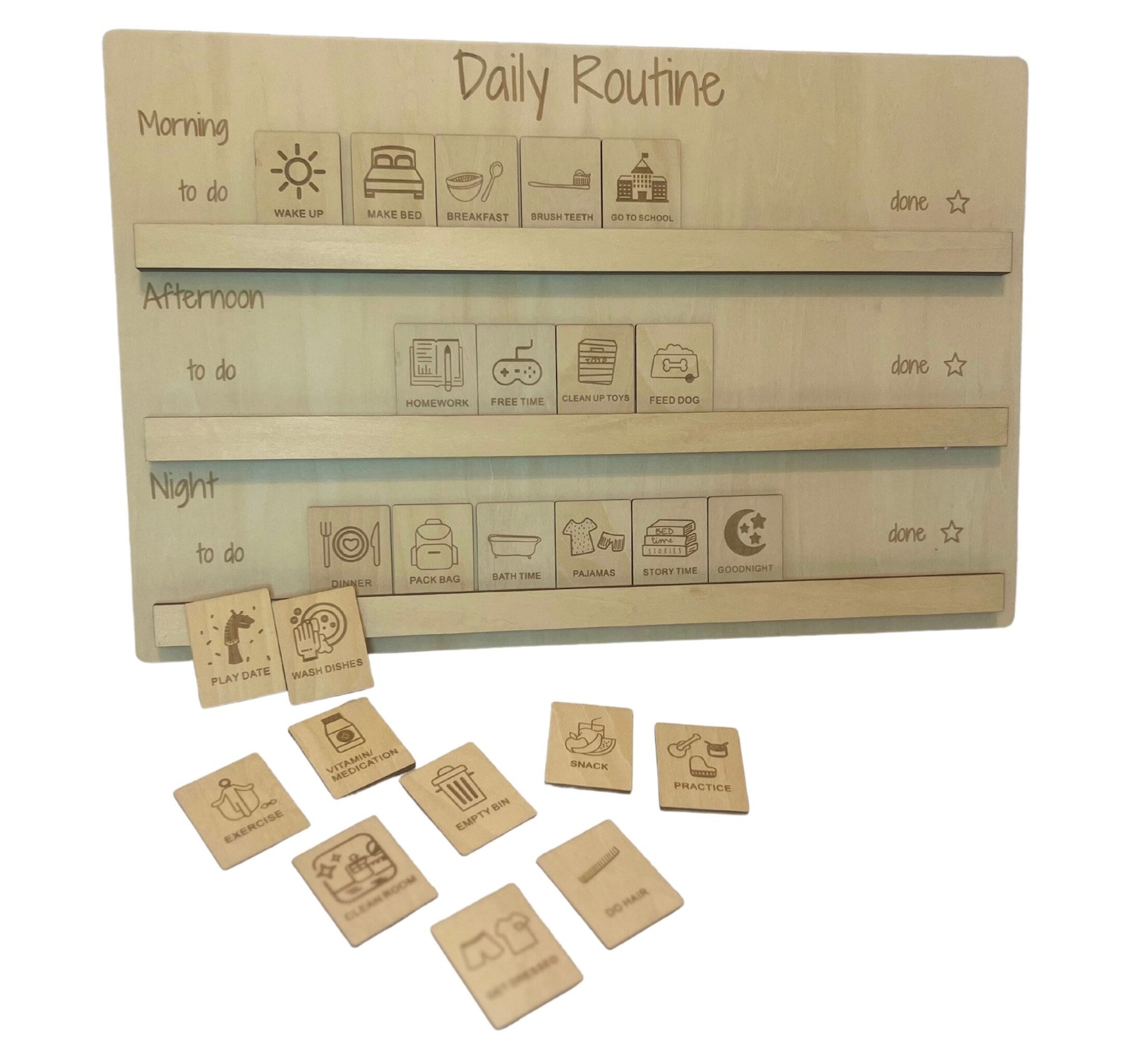 Daily Visual Schedule for Kids. Morning Bedtime Routine Chore Chart for ...