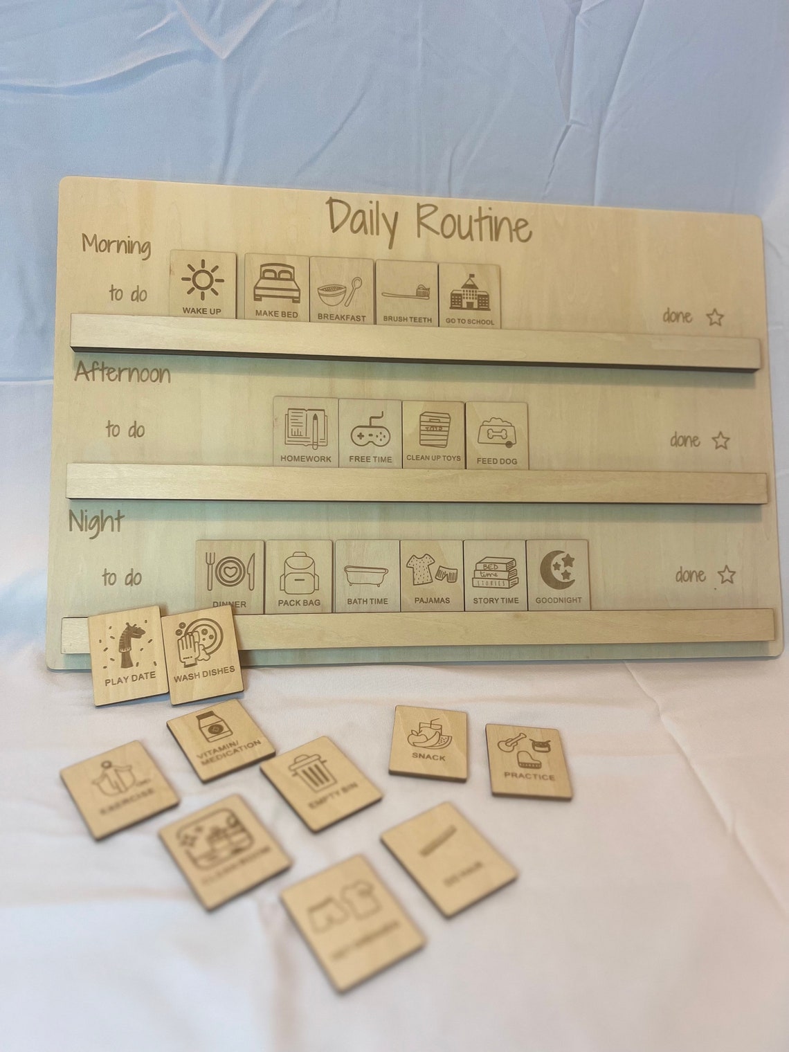 Daily Visual Schedule for Kids. Morning Bedtime Routine Chore Chart for ...
