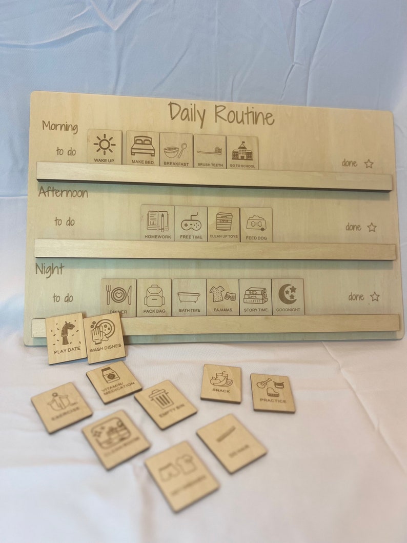 Daily Visual Schedule for Kids. Morning Bedtime Routine Chore Chart for ...