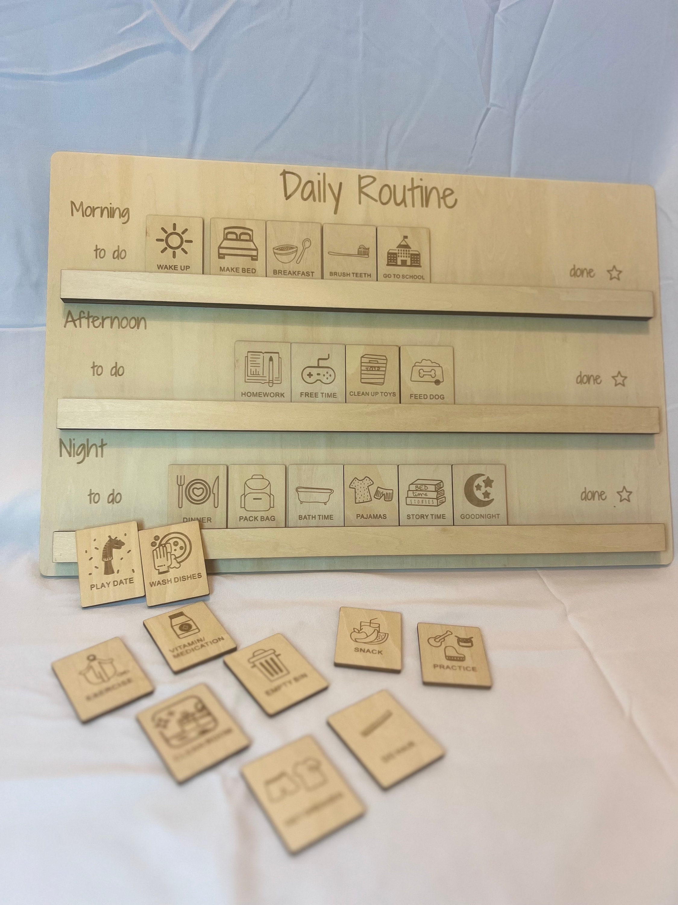 Daily Visual Schedule for Kids. Morning Bedtime Routine Chore Chart for ...
