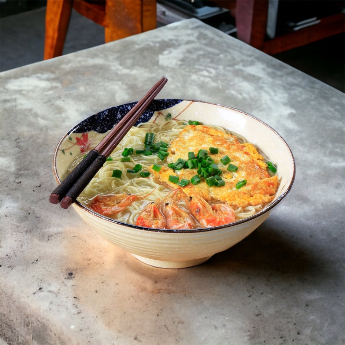 Ramen Bowl Handmade Japanese Ceramic Ceramic Bowl Set, Retro Style ...