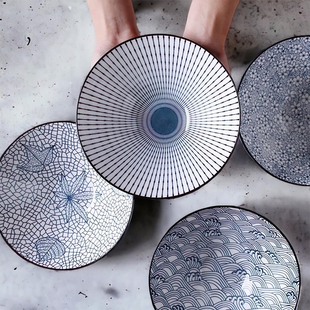 Handmade Japanese Ceramic Bowl Hand Painted, Retro Ramen Bowl, Ceramic ...