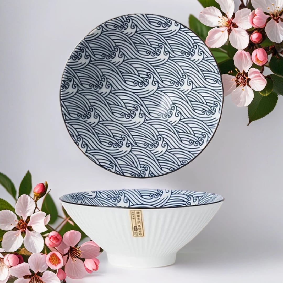 Handmade Japanese Ceramic Bowl Hand Painted, Retro Ramen Bowl, Ceramic ...