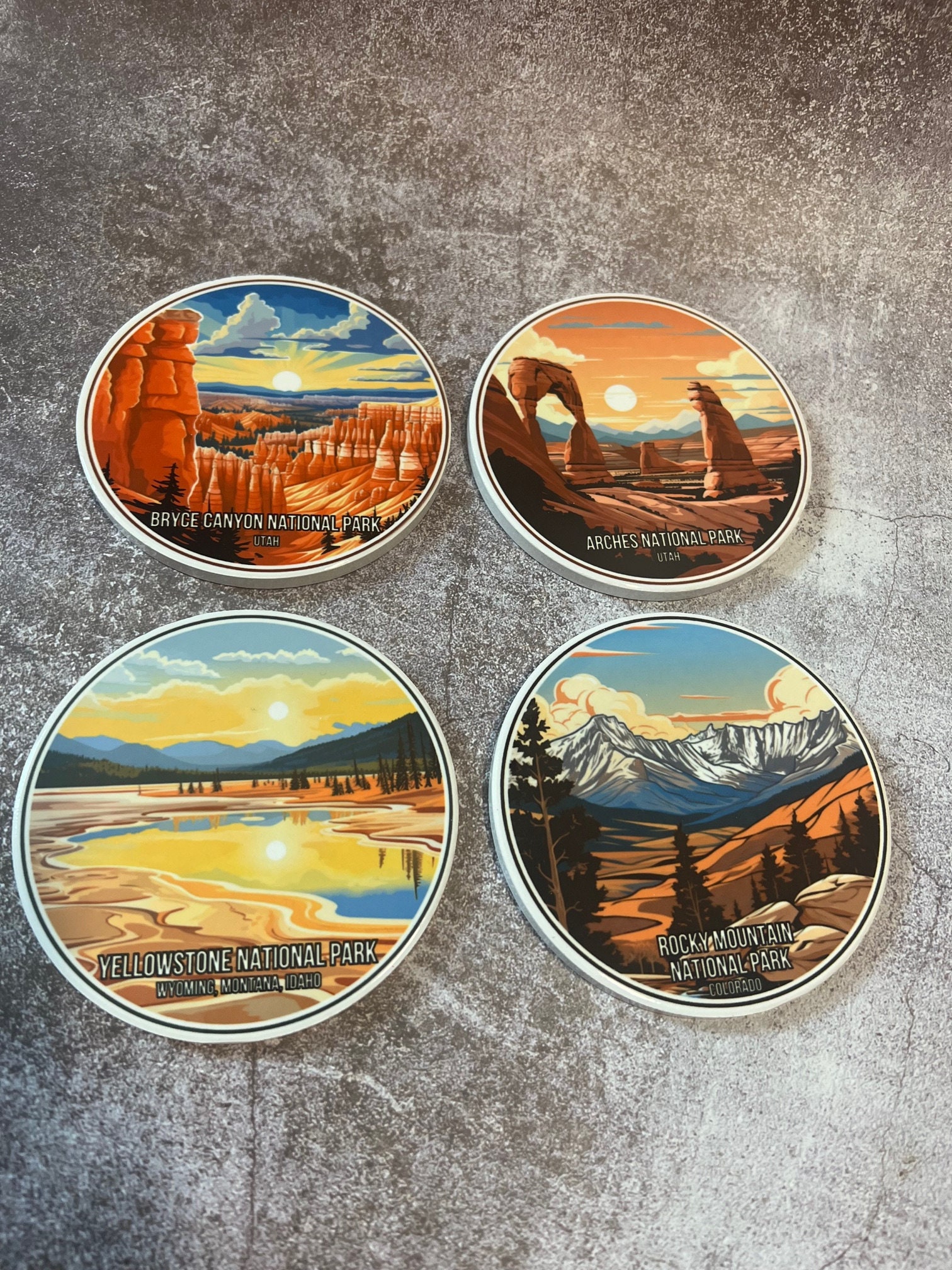 National Parks Coaster Set of 4 or 6, Custom Drink Coasters, Non Slip ...