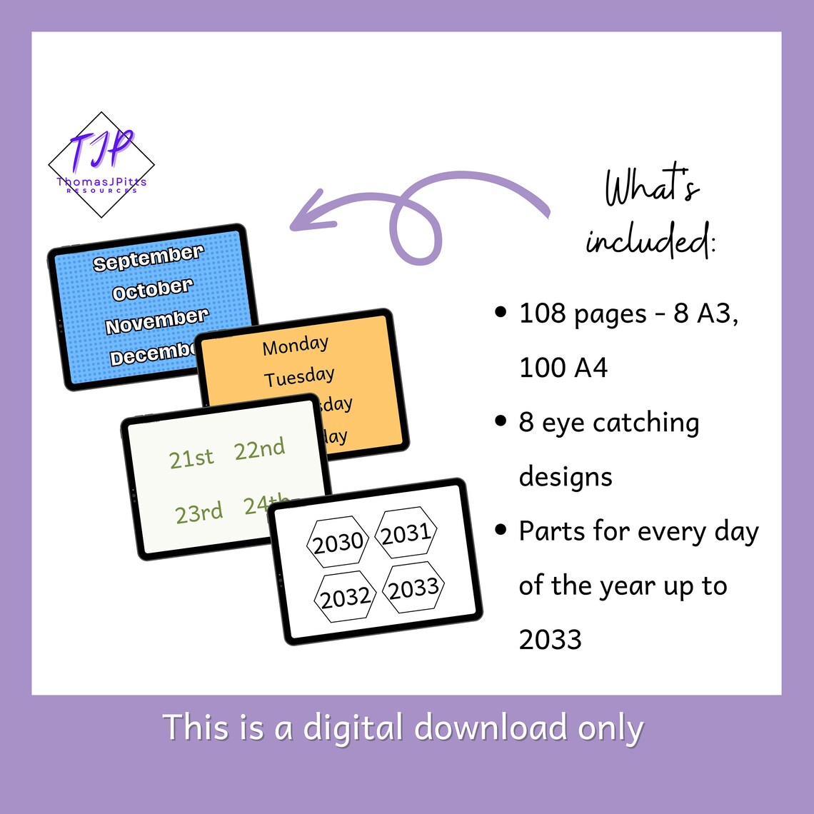 Printable Wall Calendar for Kids Classroom Perpetual Calendar Morning ...