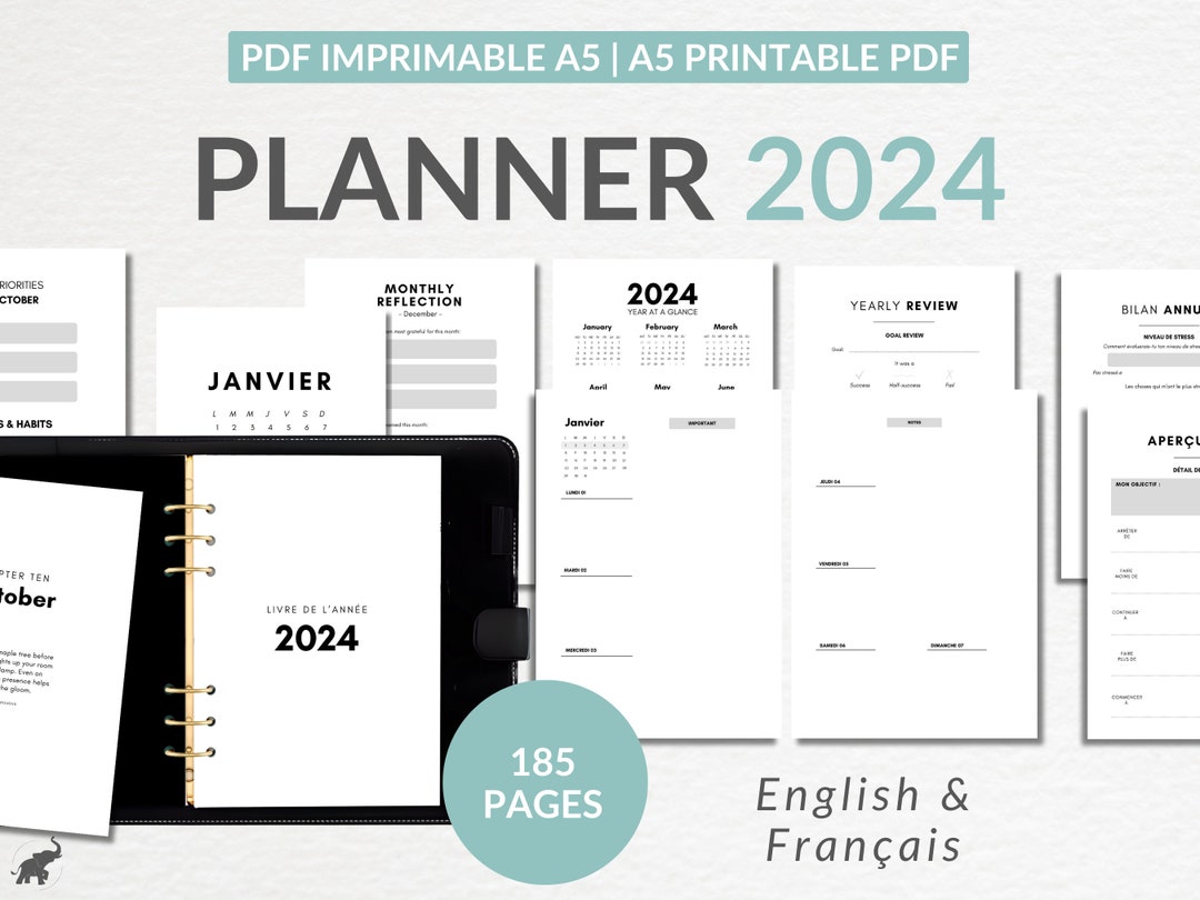 2024 Yearly Planner Book A5 Weekly Planner WO2P Minimalist - Etsy