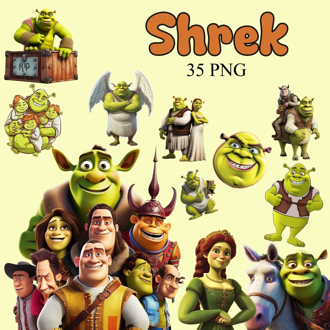 Pegatinas digitales de Shrek, imágenes prediseñadas png de Shrek ...