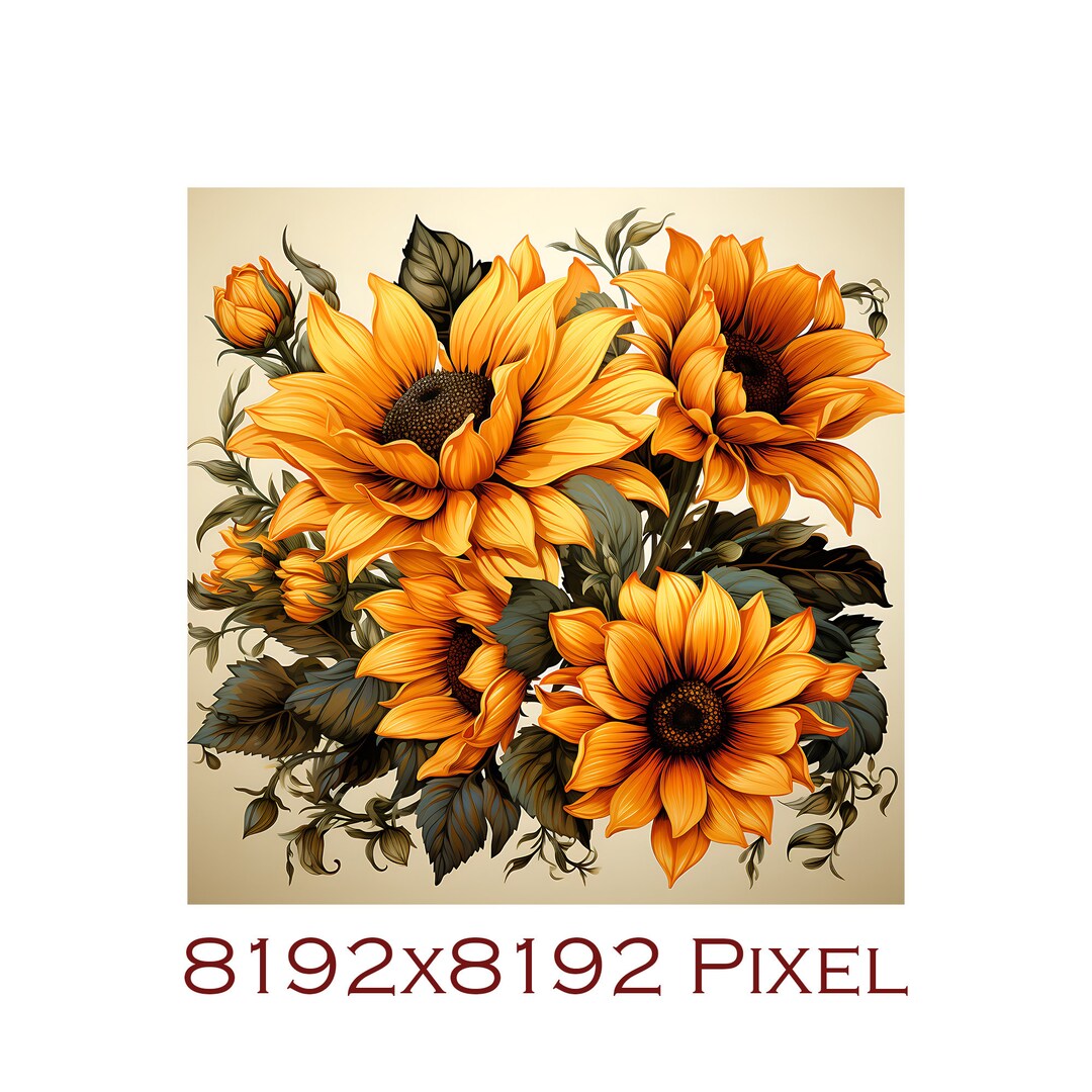 Digital Download of a Sunflower Flower in 1x1 Format With 8192x8192 ...