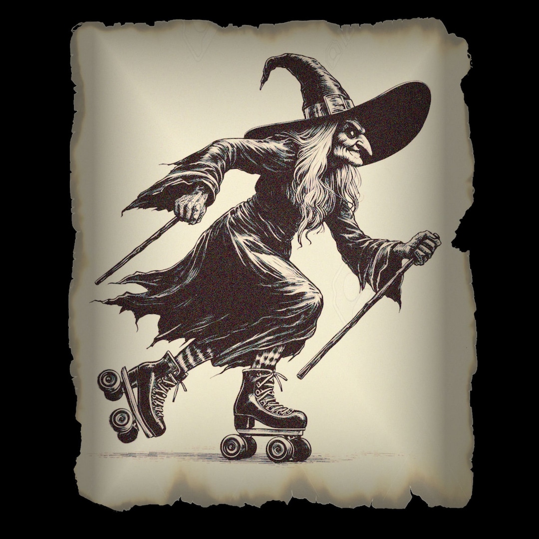 Halloween October 31 Witch Scary Spooky Roller Skating Funny - Etsy