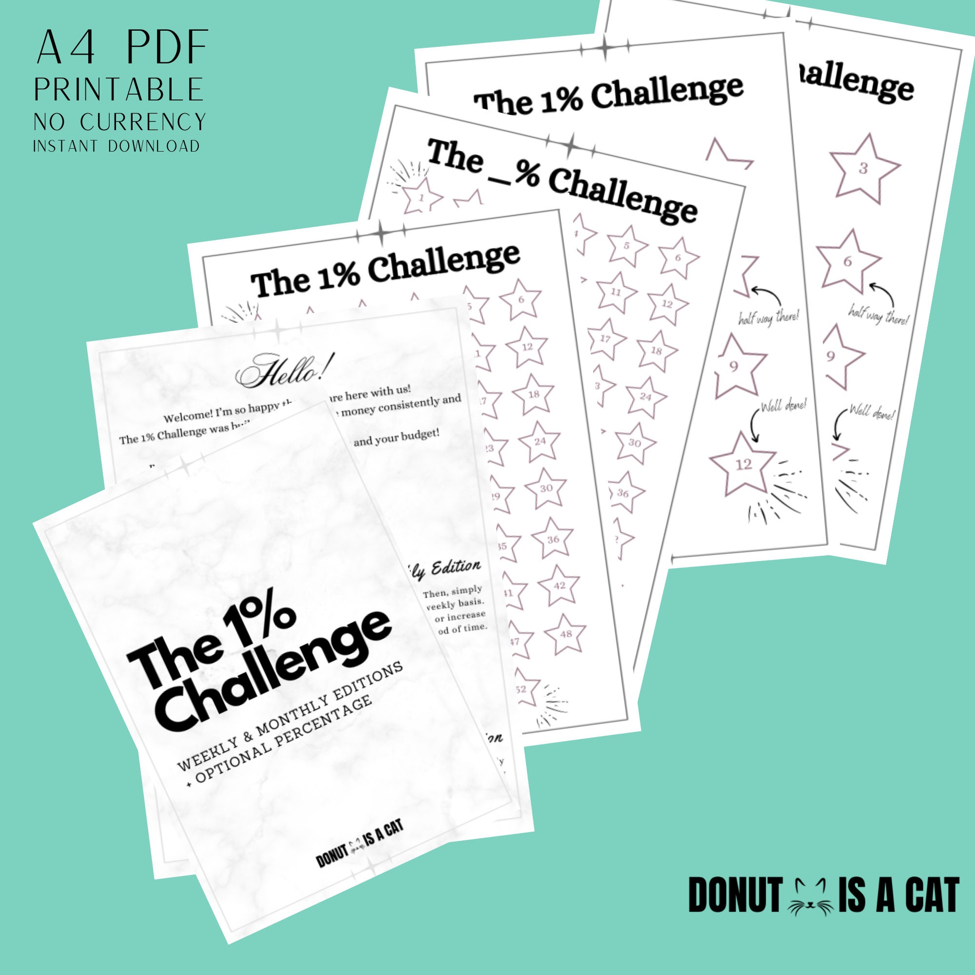 A4 Printable Saving Challenge - the 1% Challenge - Etsy