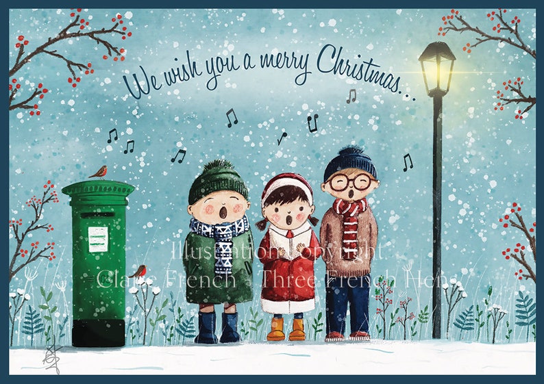Carol Singing Christmas Cards pack of 5 - Etsy Australia