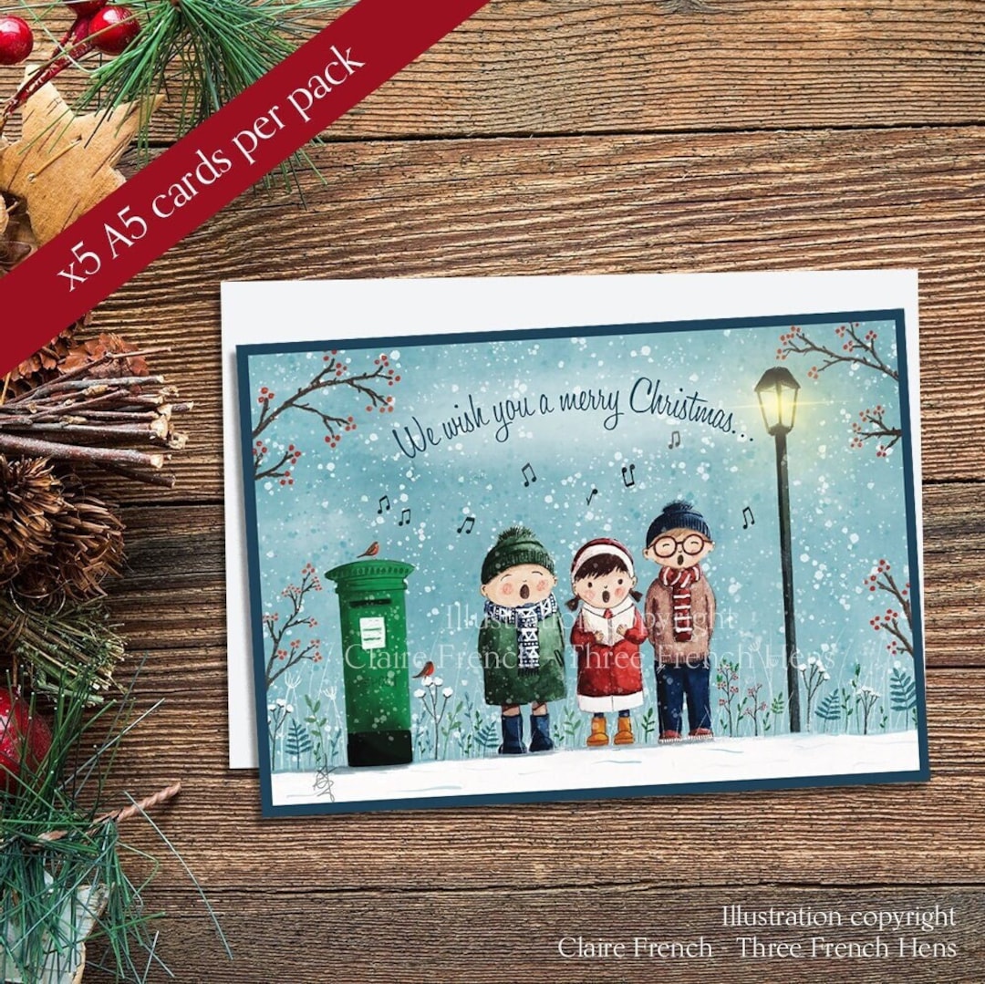 Carol Singing Christmas Cards pack of 5 - Etsy Australia