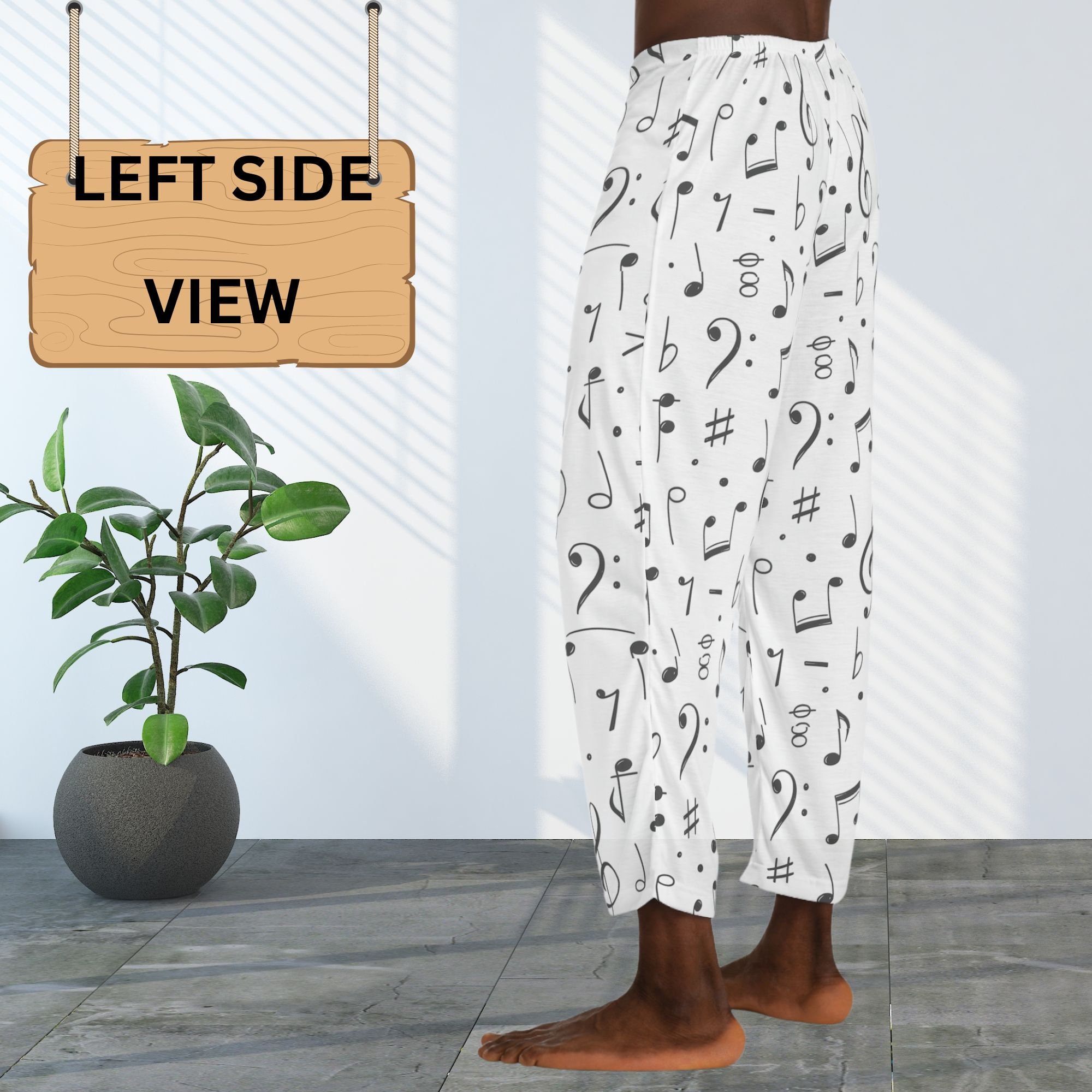 Men's Pajama Pants Musical Notes, Novelty Pajama Pants, Musical Notes ...