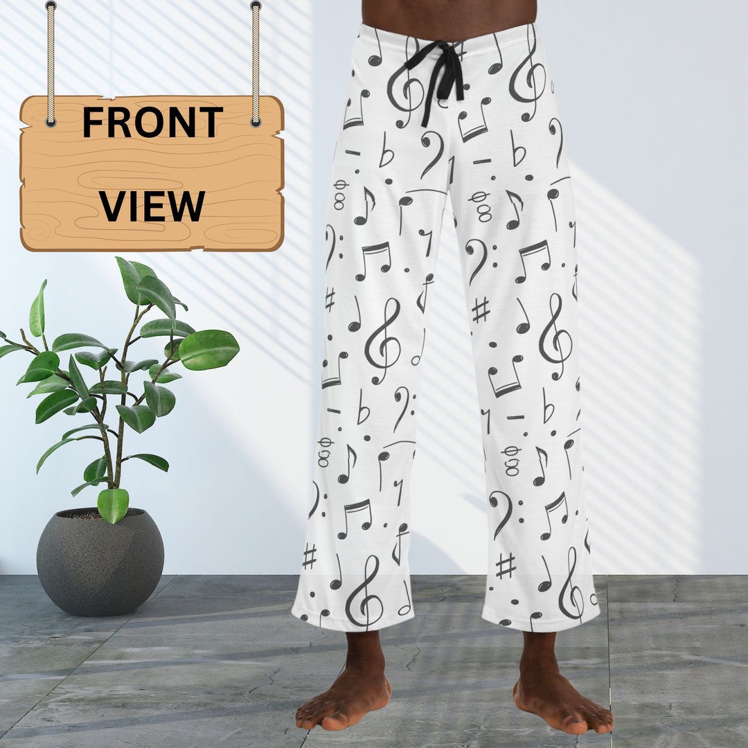Men's Pajama Pants Musical Notes, Novelty Pajama Pants, Musical Notes ...