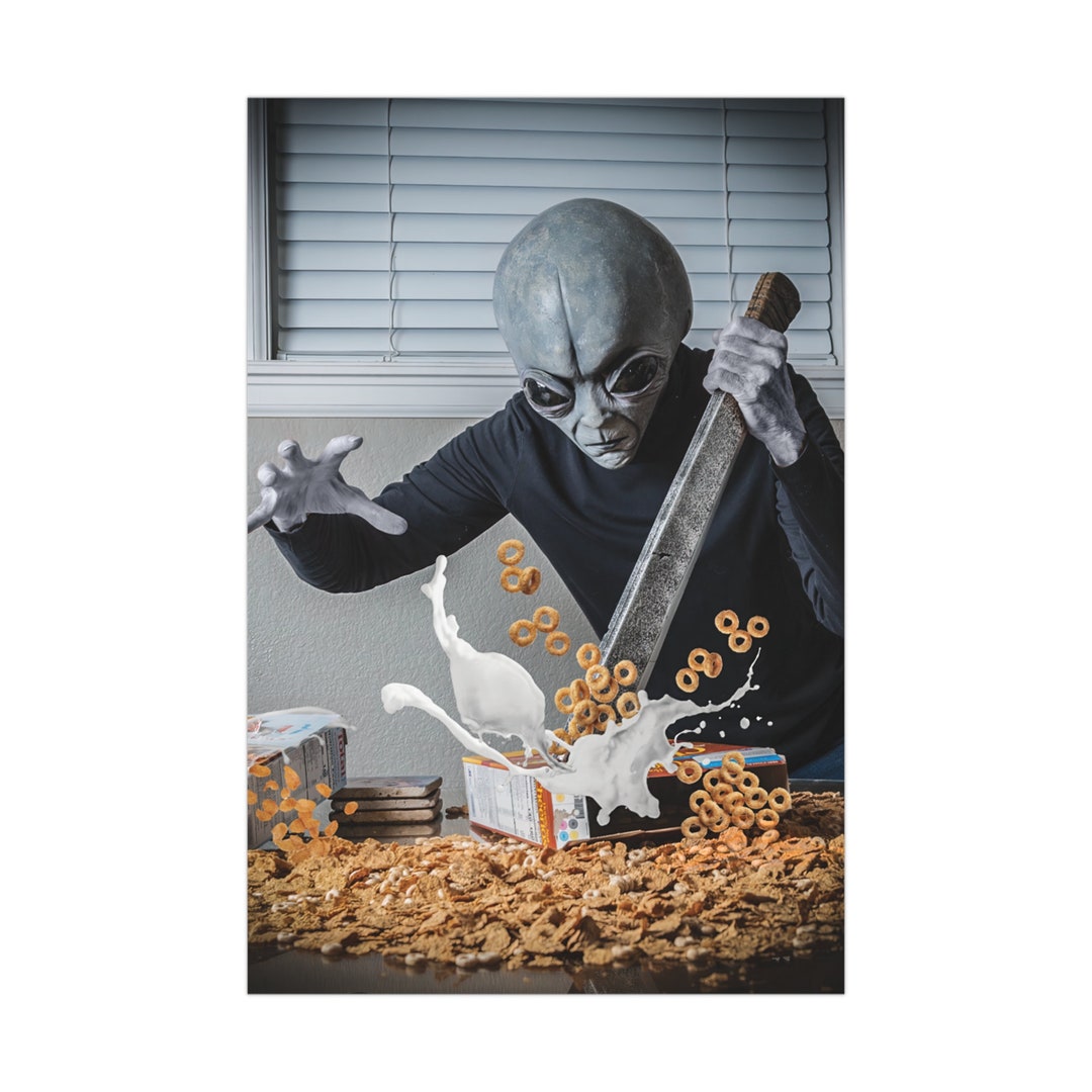 Alien Cereal Killer Matte Poster. Funny Science Fiction ...