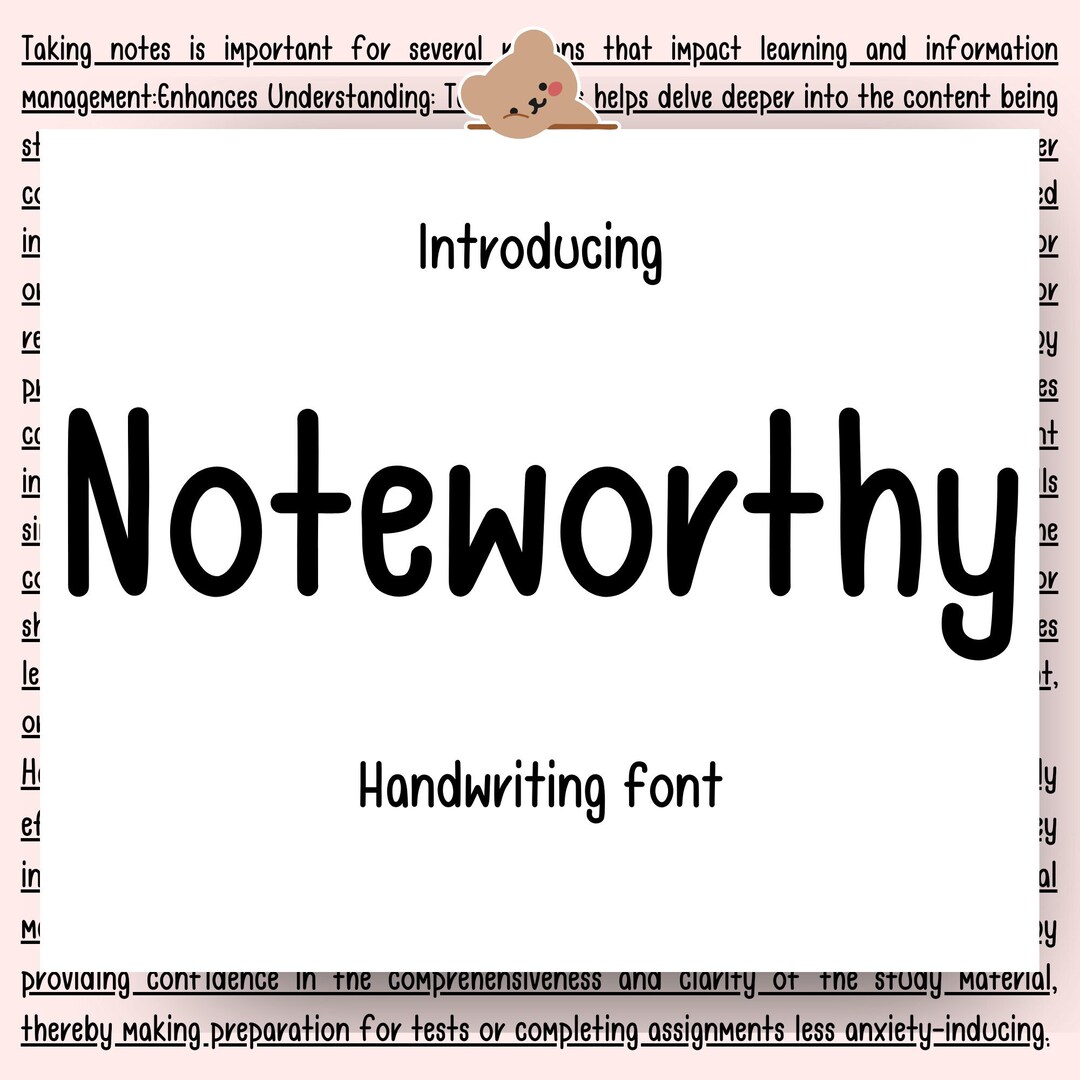 Noteworthy Font- Handwriting Font, ,student Font ,font for Goodnote ...