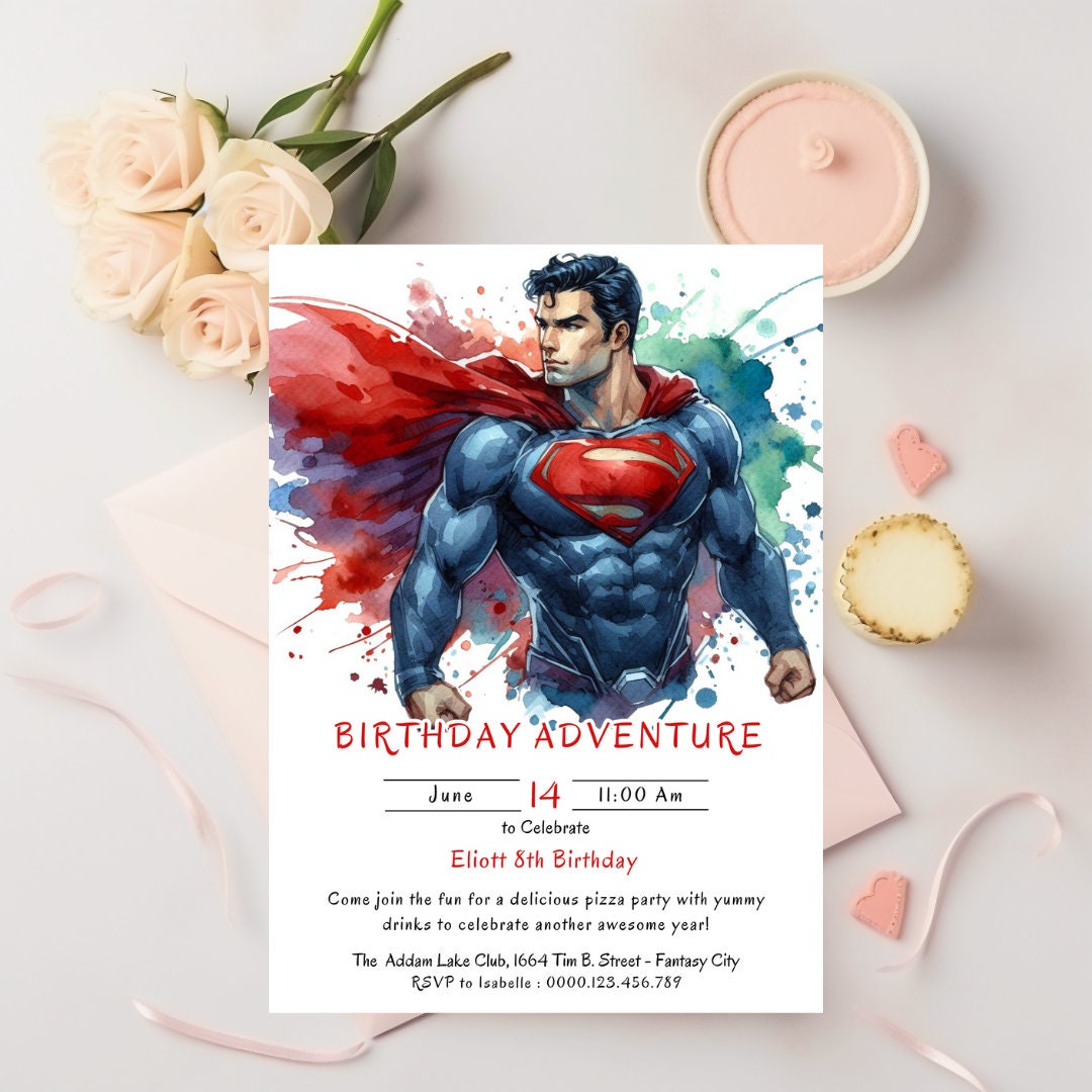 Editable Superman Invitation Template, Superman Birthday Party Invite ...
