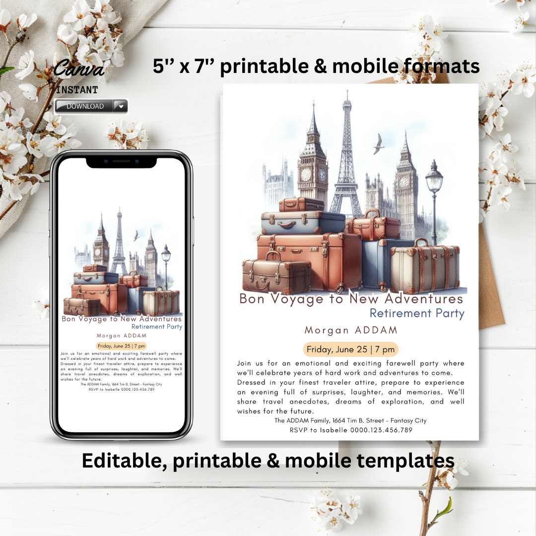 Editable Retirement Party Invitation Template, Printable Retirement ...