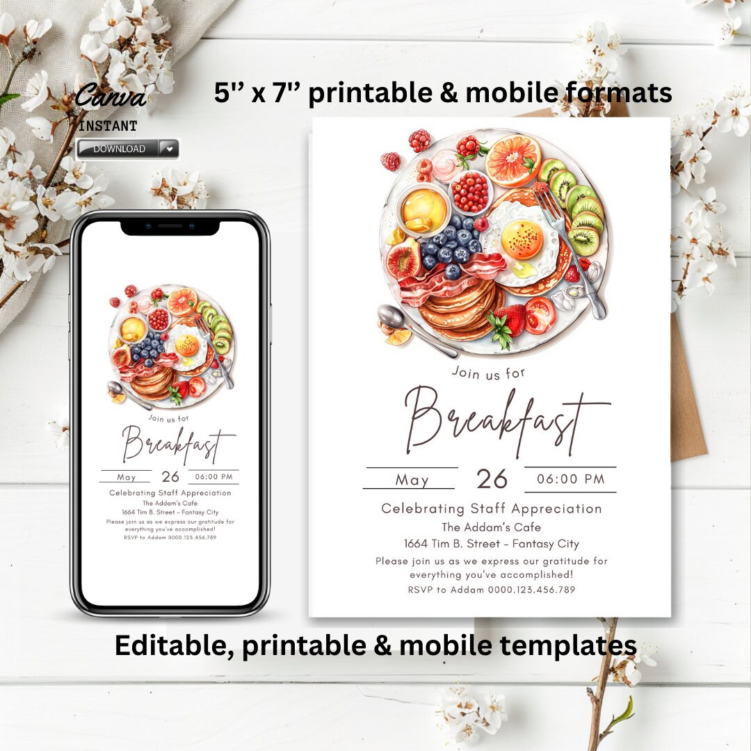 Breakfast Invitation, Staff Employee Appreciation Breakfast Invite ...