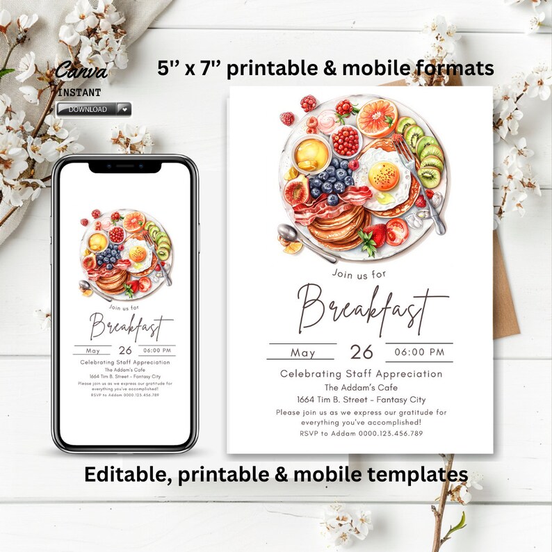 Breakfast Invitation, Staff Employee Appreciation Breakfast Invite ...