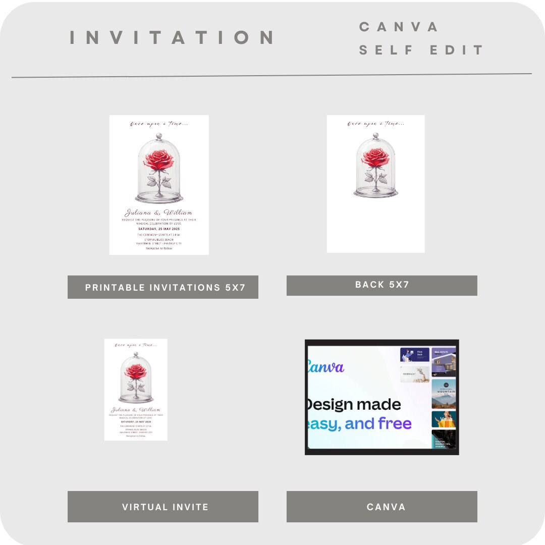 Editable Princess Wedding Invitation Template, Belle Invite, Save the ...