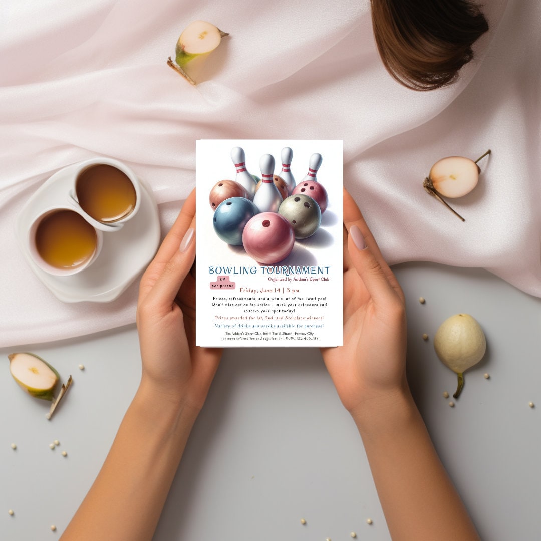 Editable Bowling Tournament Invitation Template, Trophy Sports ...