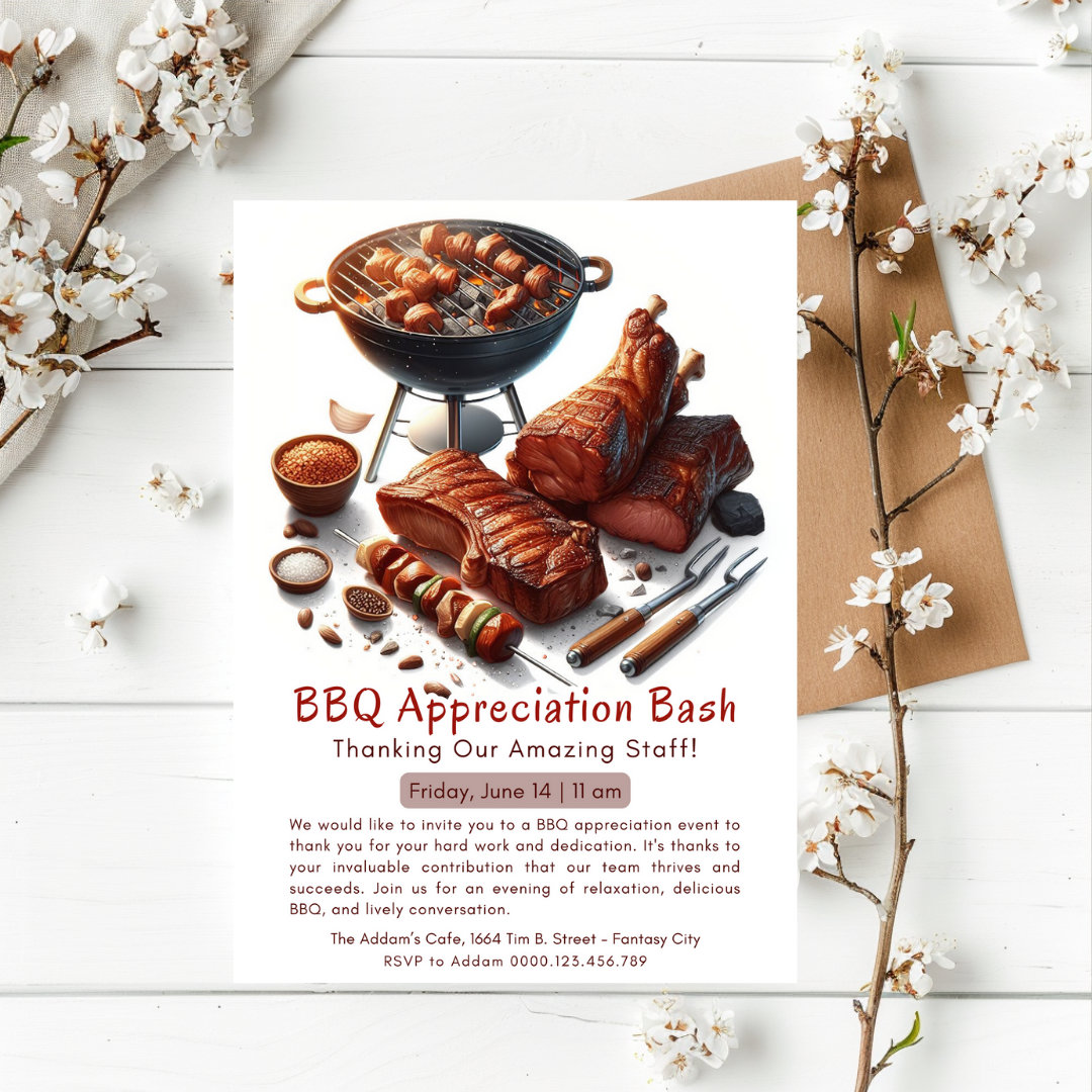Editable Team Gratitude BBQ Invitation Template, Staff Employee ...