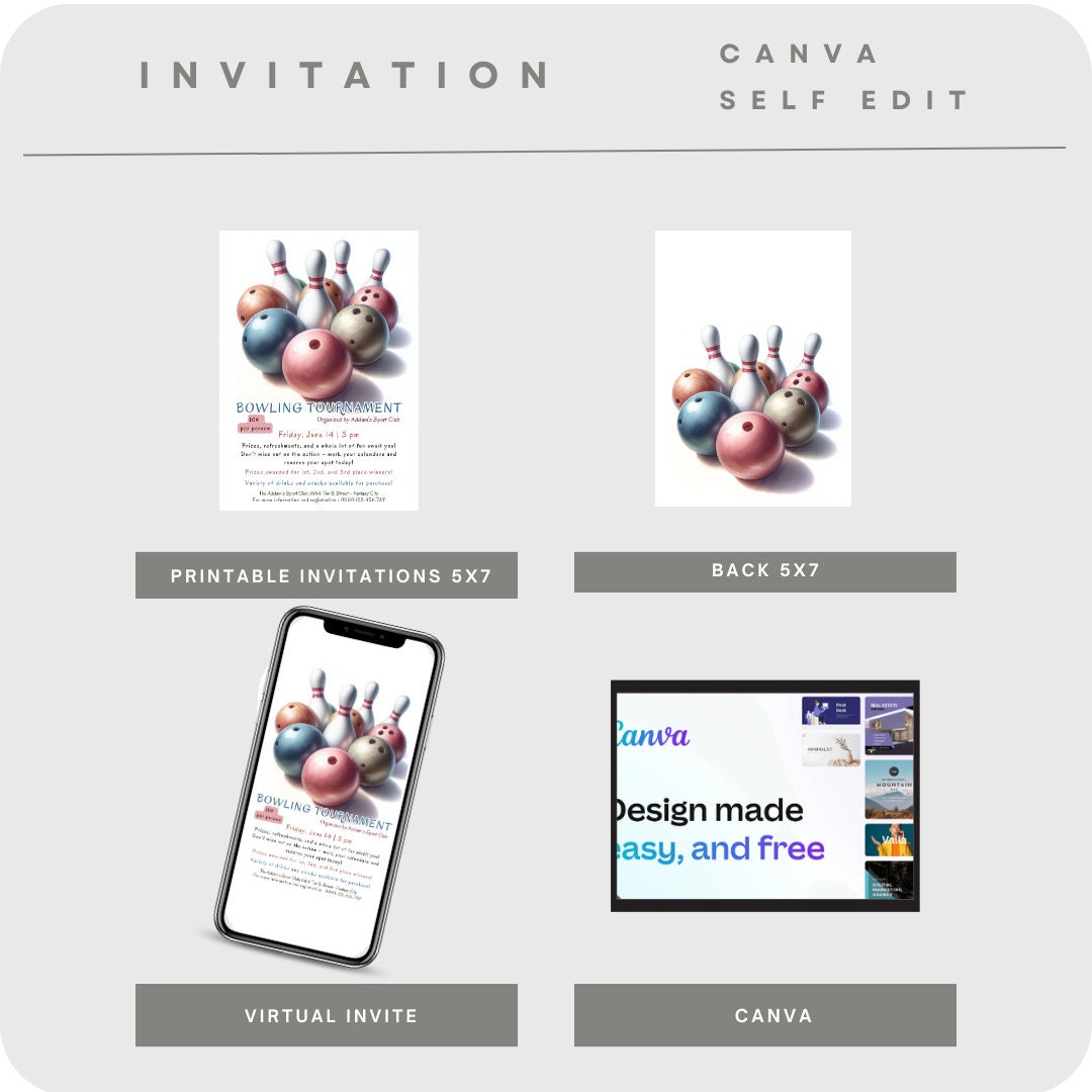 Editable Bowling Tournament Invitation Template, Trophy Sports ...