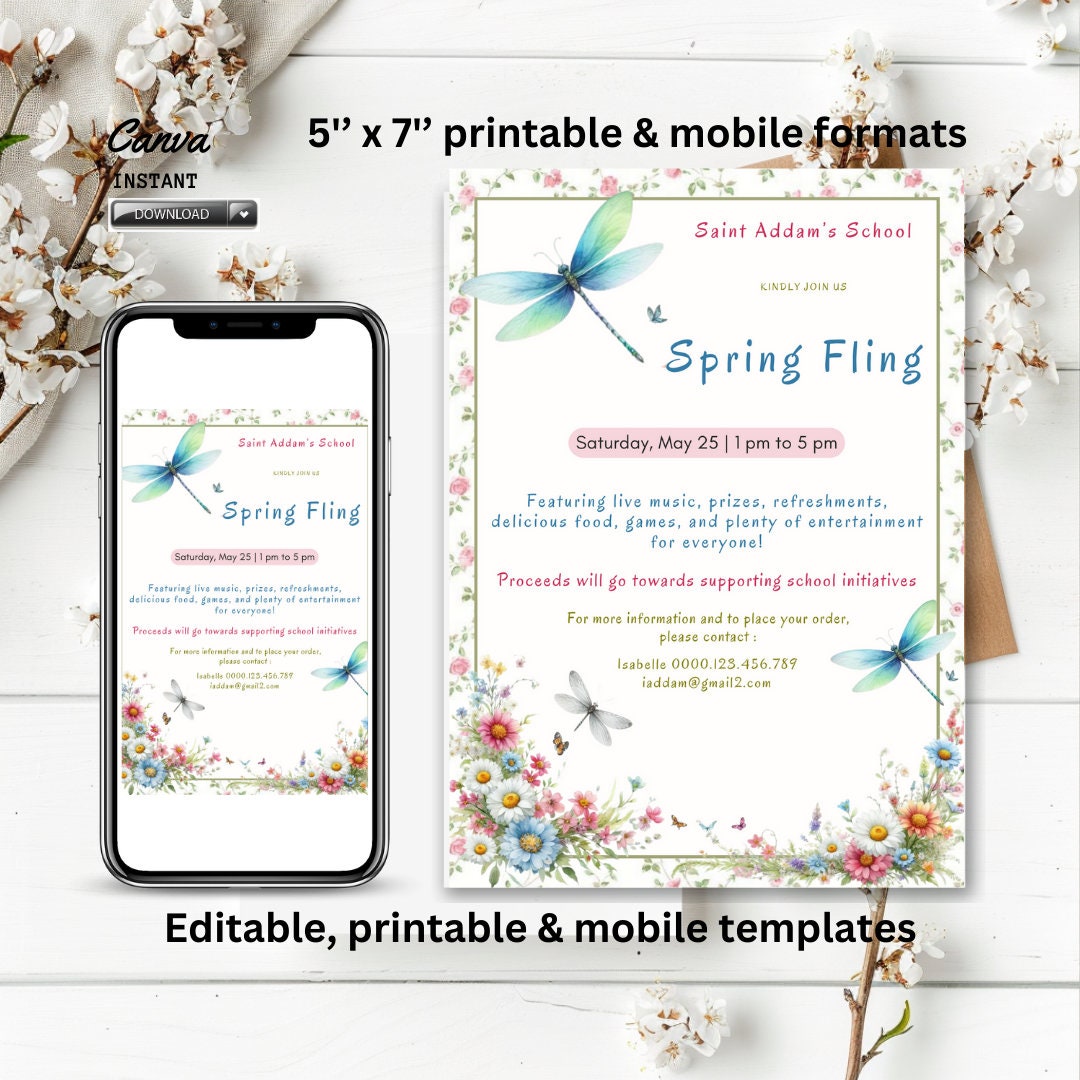Editable School Spring Fling Flyer, School Event Invite, Family ...