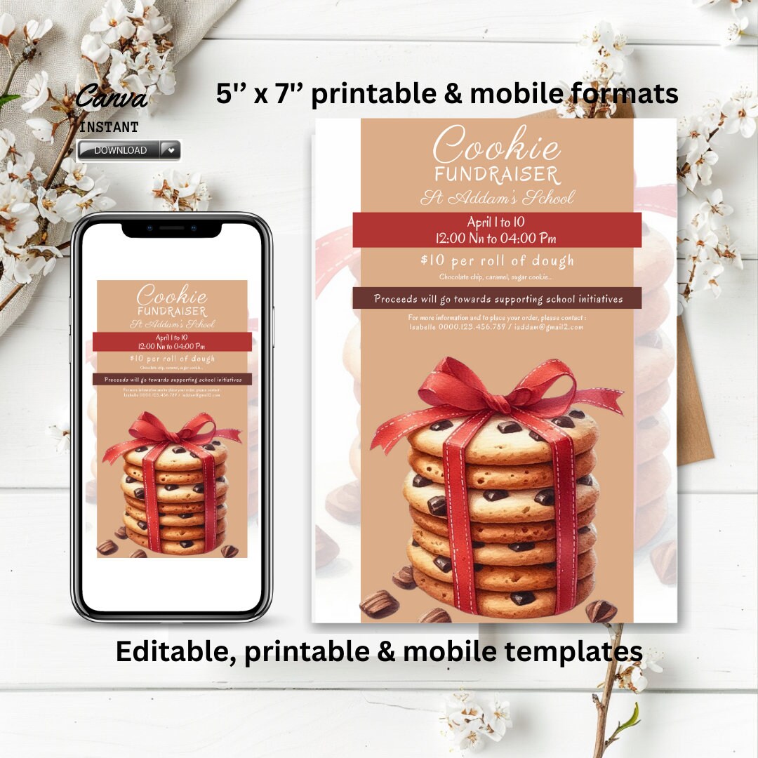 Editable Cookie Fundraiser Flyer, School Event Invite, Charity Company ...
