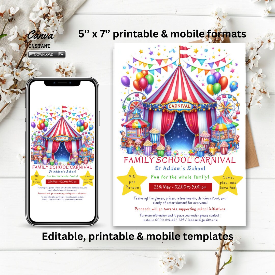 Editable Family School Carnival Flyer, School Event Invite, Family ...