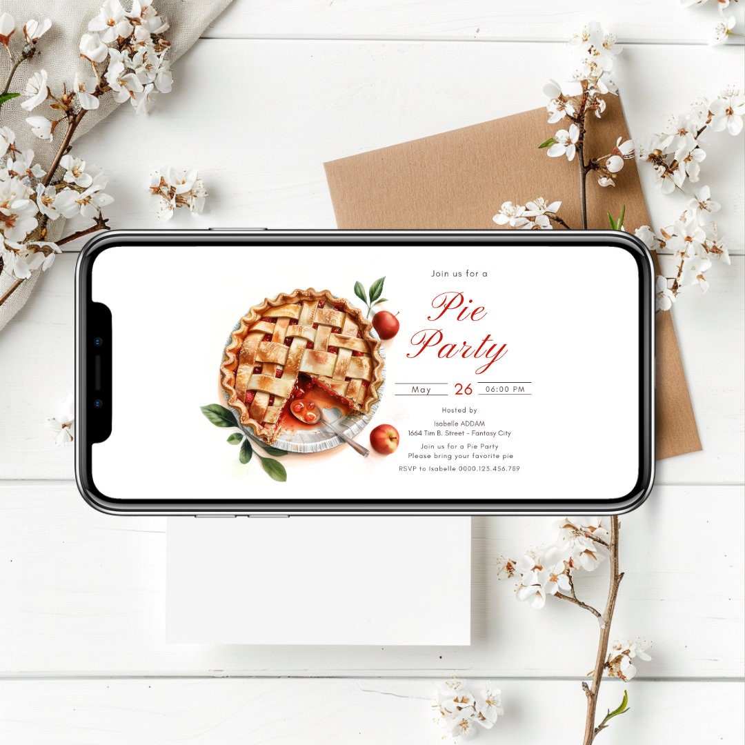 Editable Pie Party Invitation Template, Printable Pie Baking Exchange ...