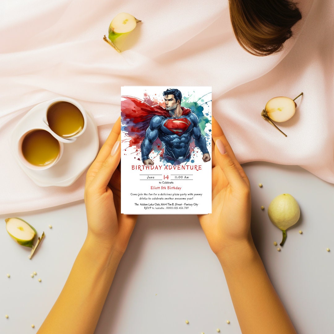 Editable Superman Invitation Template, Superman Birthday Party Invite ...