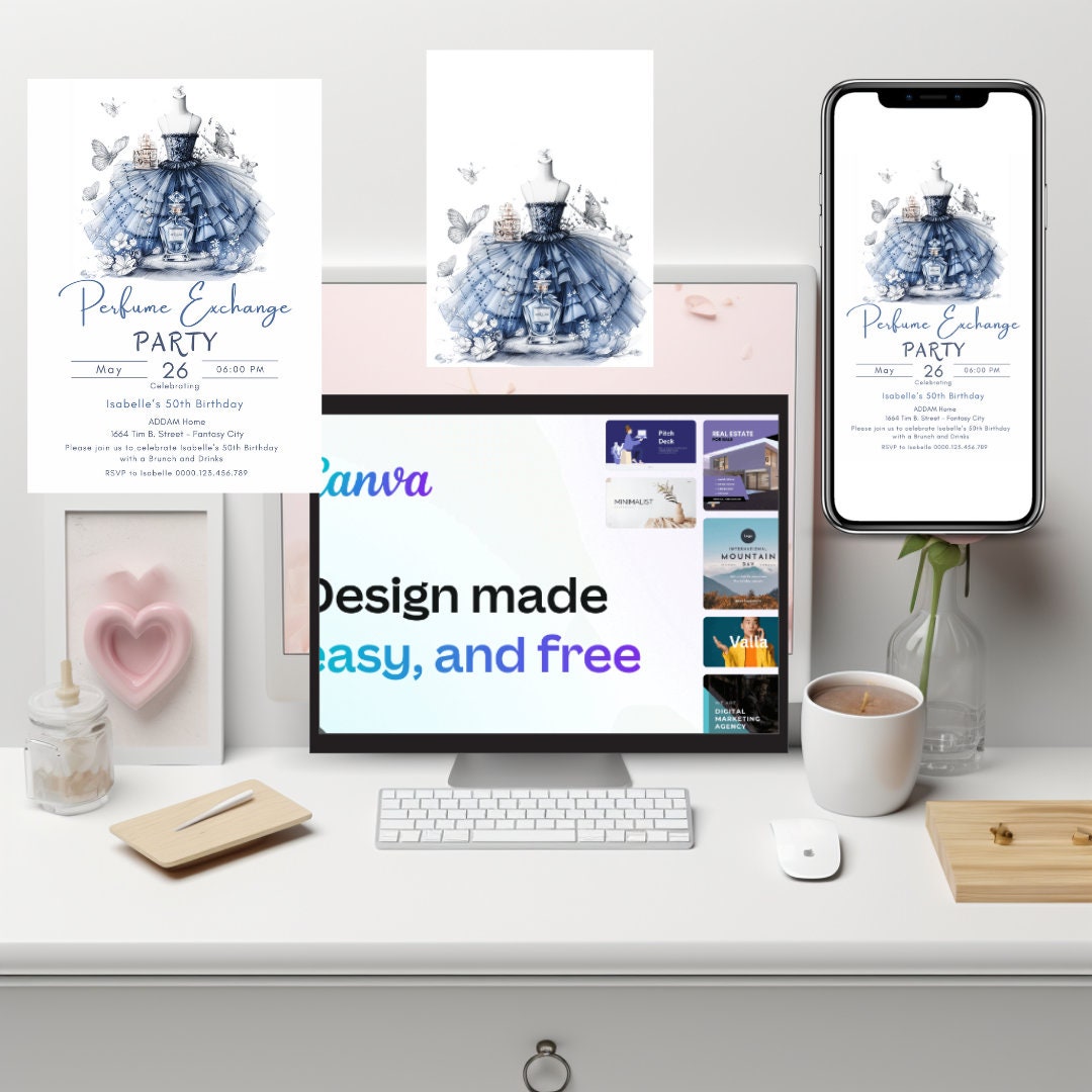 Editable Perfume Theme Party Invitation, Perfume Swap, Night Invite ...