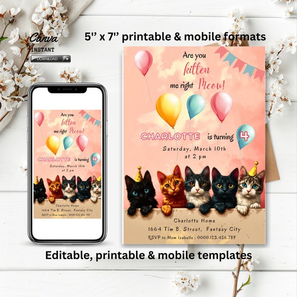 Cat Invitation - Etsy
