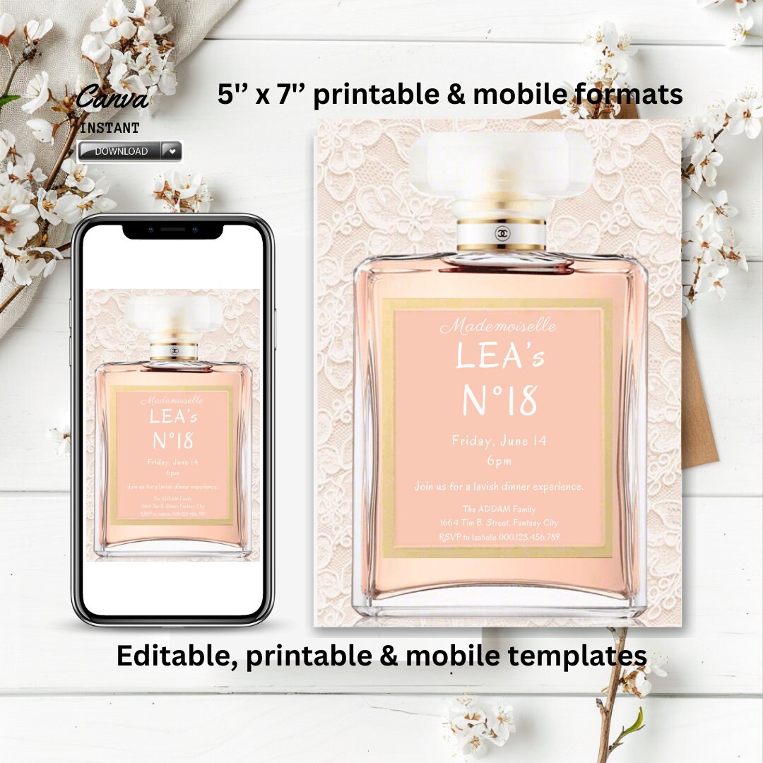 Editable Perfume Theme Party Invitation, Perfume Swap, Paris Theme ...