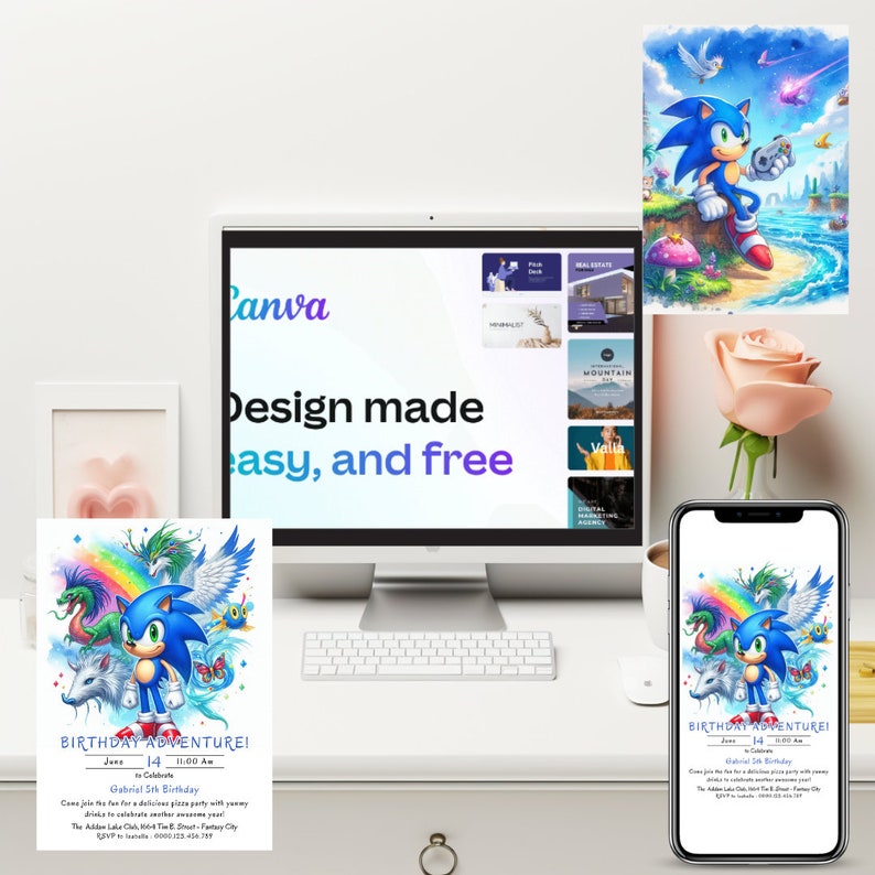 Editable Sonic the Hedgehog Invitation Template, Sonic the Hedgehog ...