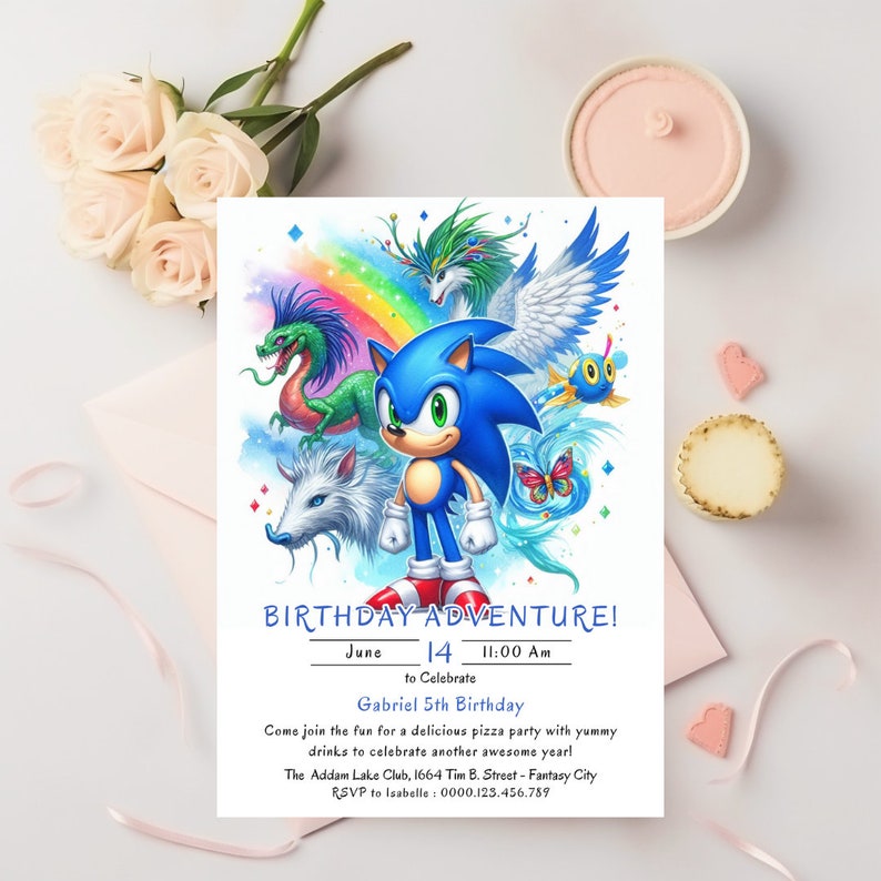 Editable Sonic the Hedgehog Invitation Template, Sonic the Hedgehog ...