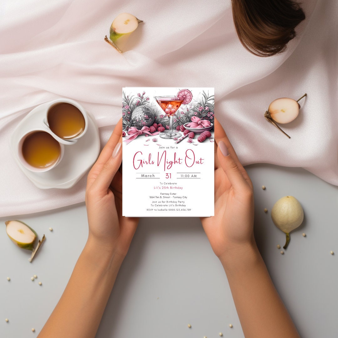 Editable Birthday Party Invitation Template, Girls Night Out Invite ...