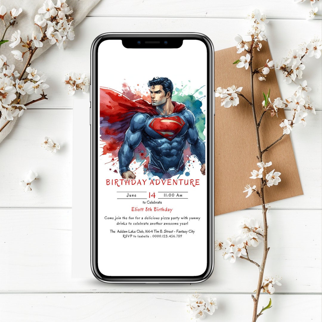 Editable Superman Invitation Template, Superman Birthday Party Invite ...