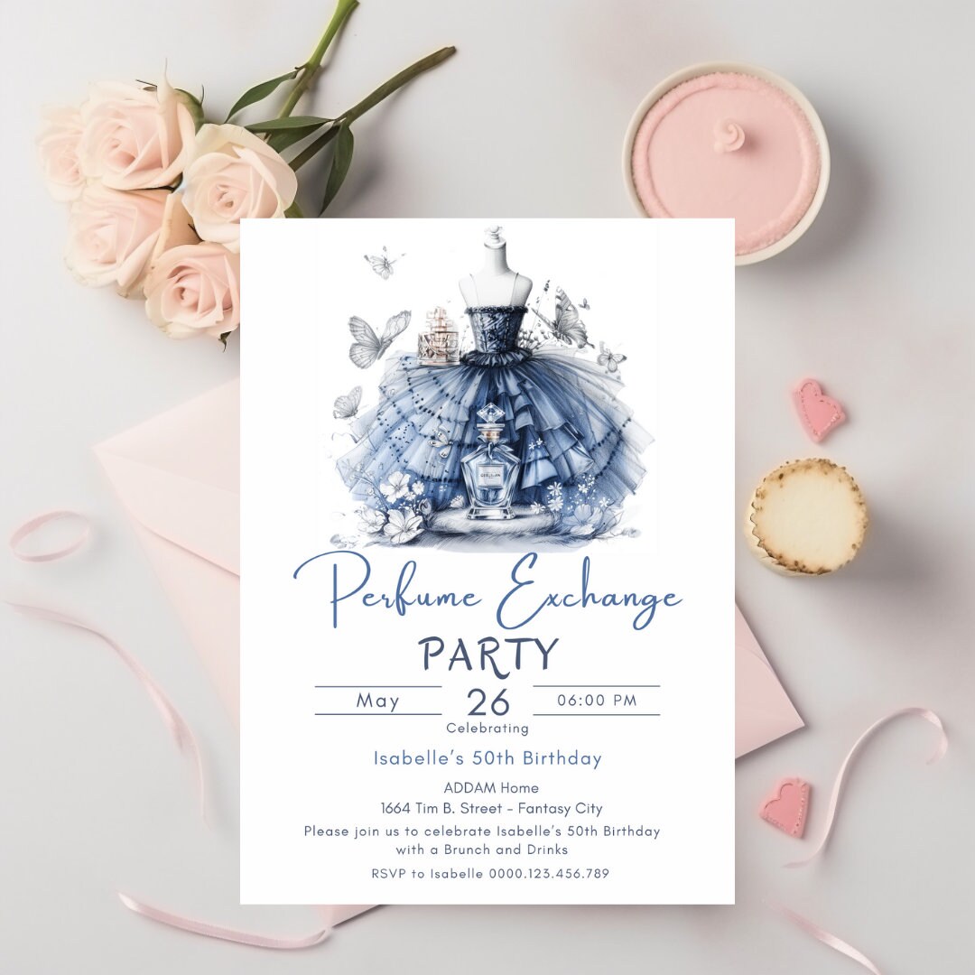 Editable Perfume Theme Party Invitation, Perfume Swap, Night Invite ...