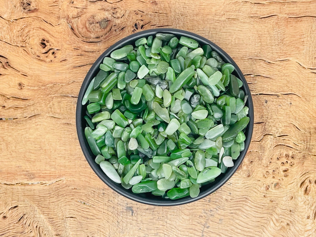Green Jade Crystal Chips - Gemstone Nephrite Chips - Semi Tumbled Stone ...
