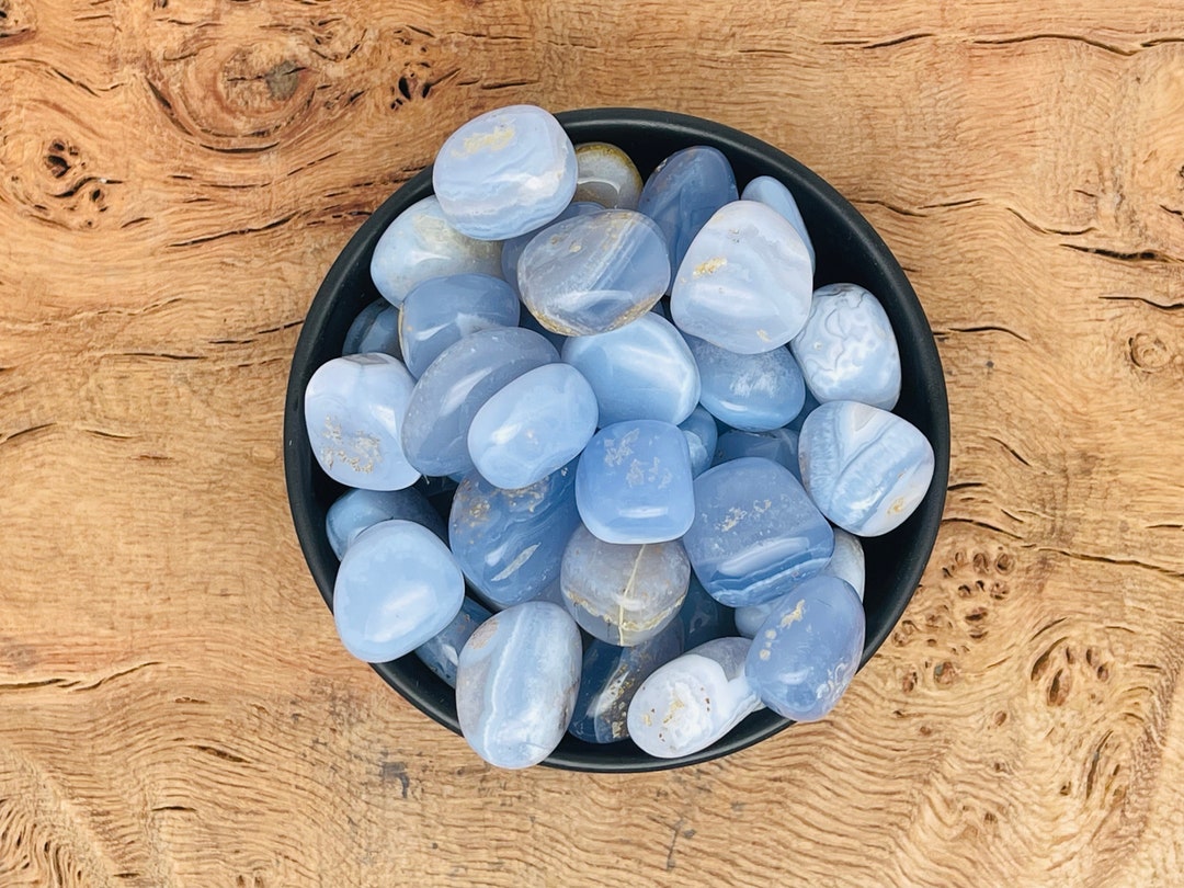 Blue Lace Agate Tumbled Stone - Blue Lace Agate Rare Tumbled - Smooth ...