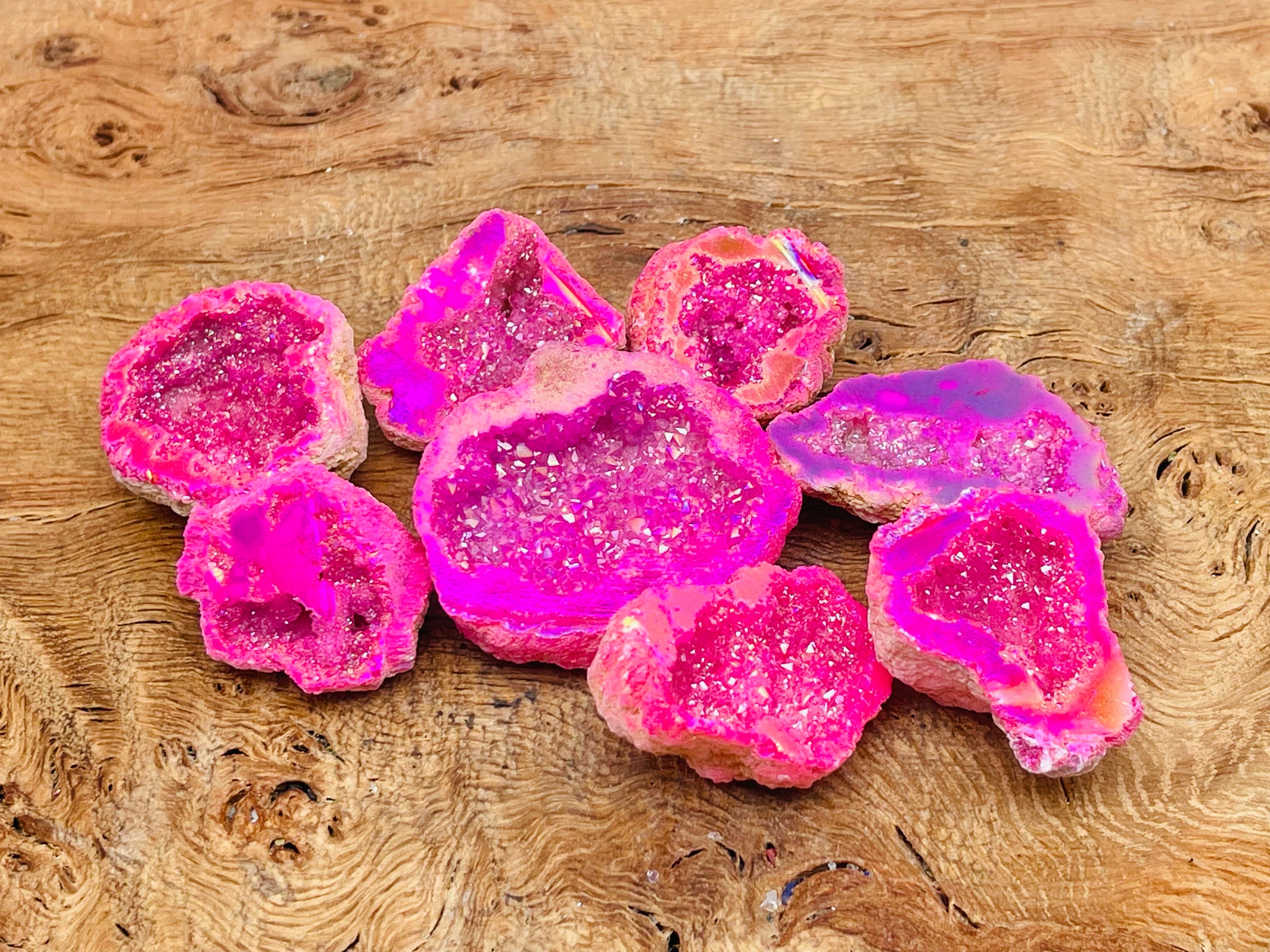 Pink Aura Quartz Geode Cluster - Rainbow Aura Quartz Geode Cluster ...