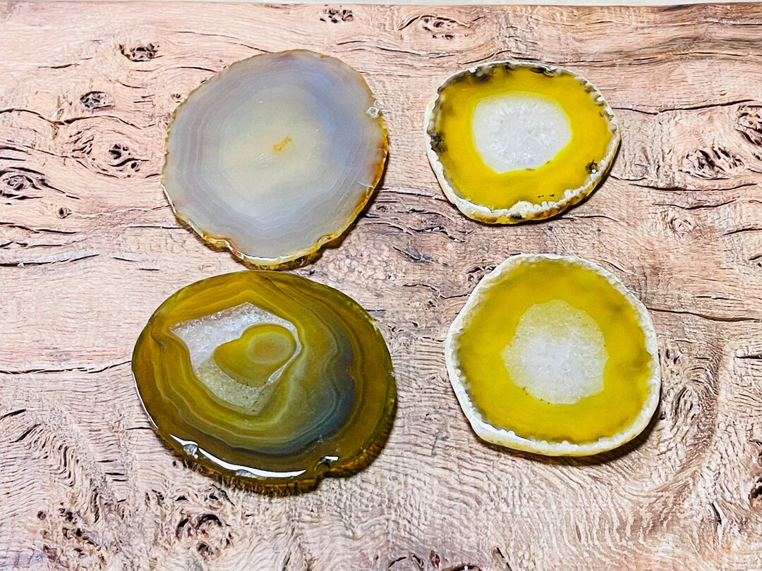 Yellow Agate Slice Round Shape - Agate Slab Geode - Genuine Agate Slice ...