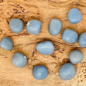 Angelite Tumbled Crystal - Natural Angelite Stones - Light Blue ...